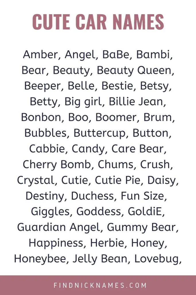 Cute Car Names 170 Cute Names For Your Car Find Nicknames Cute Car Names 170 Cute Names For Your Car Find Nicknames